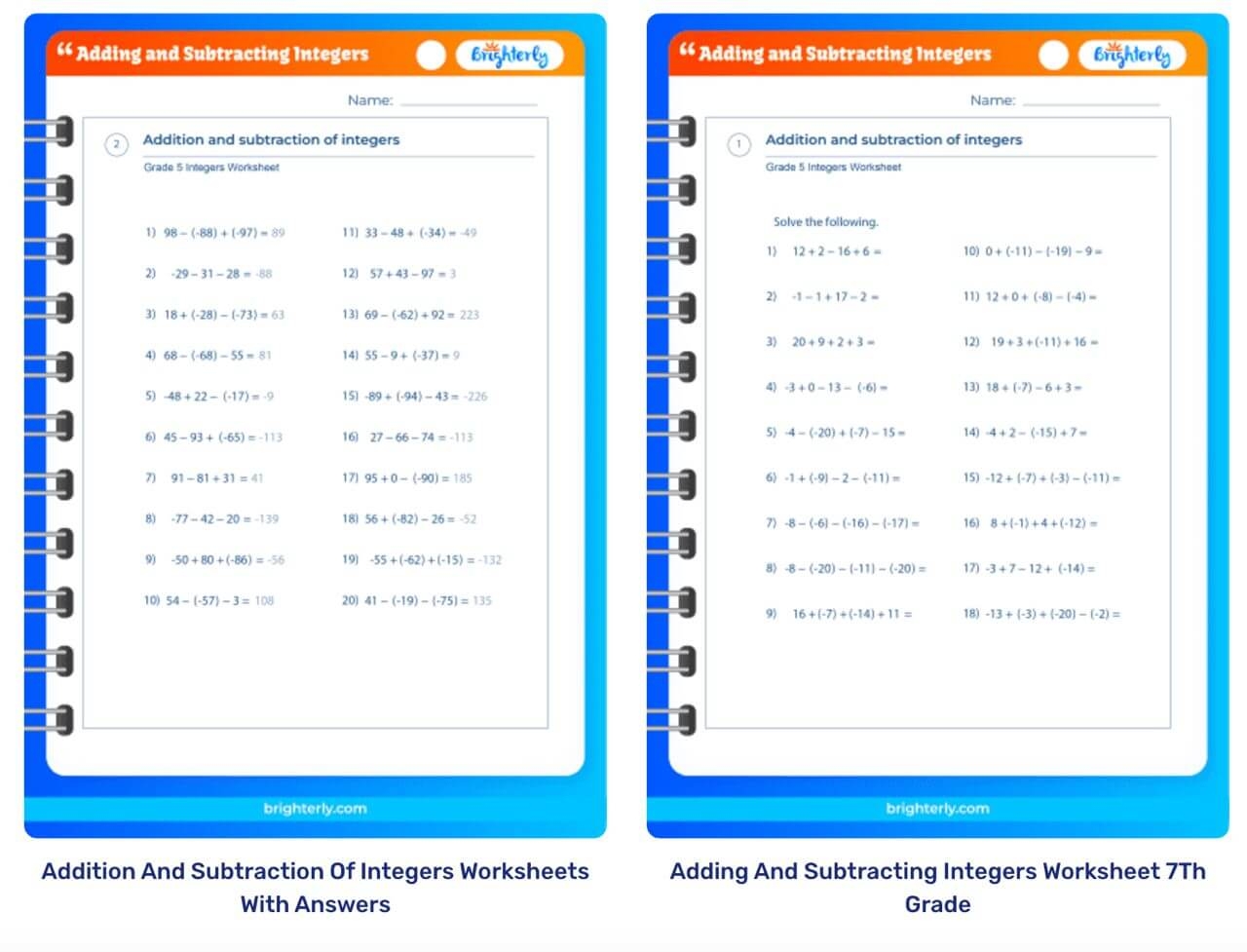 Adding And Subtracting Integers Worksheet With Examples – Examples ...